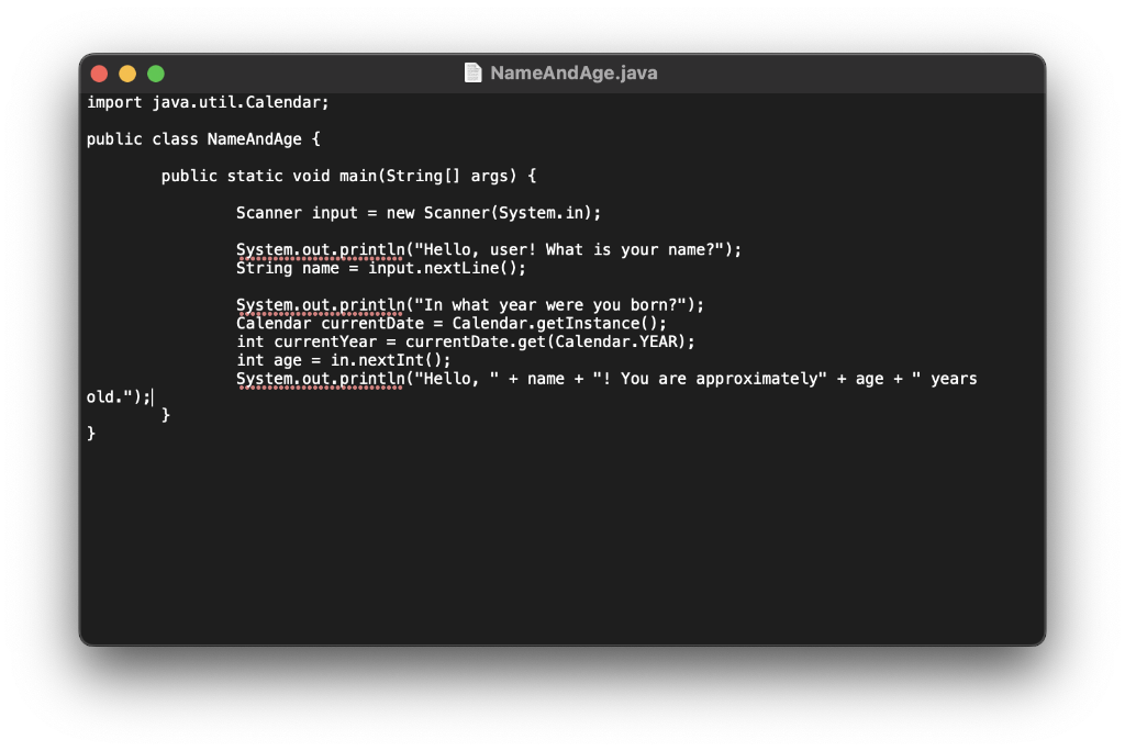 Solved Make a copy of your last program YourName.java. Name | Chegg.com