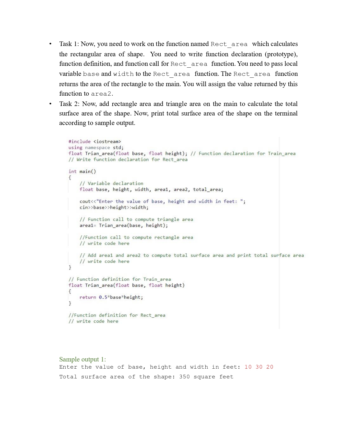 Solved - Task 1: Now, you need to work on the function named | Chegg.com