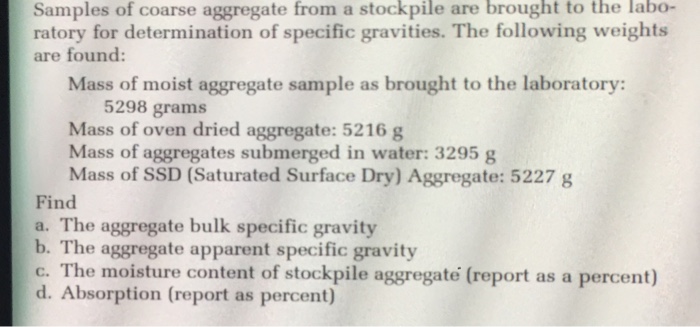 Samples of coarse aggregate from a stockpile are | Chegg.com
