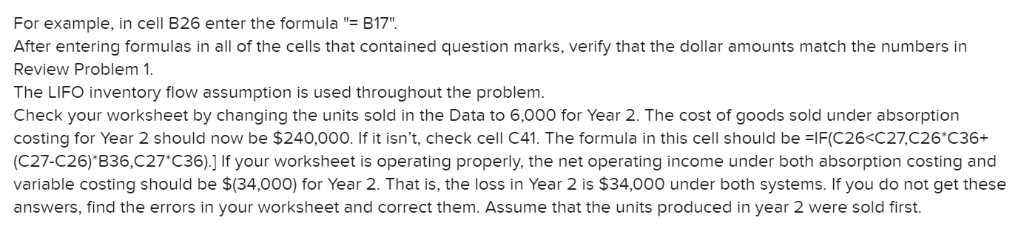 Solved For example, in cell B26 enter the formula B17". | Chegg.com