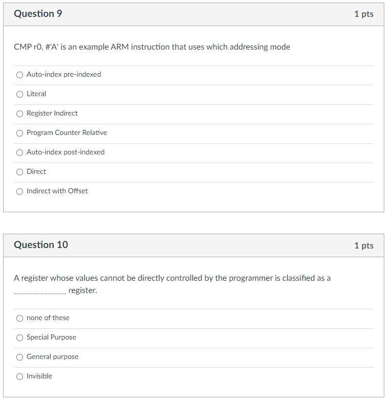 Solved Question 9 1 Pts Cmp Ro A Is An Example Arm