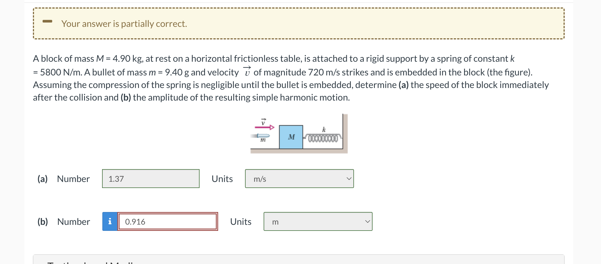 Solved A block of mass M=4.90 kg, at rest on a horizontal | Chegg.com