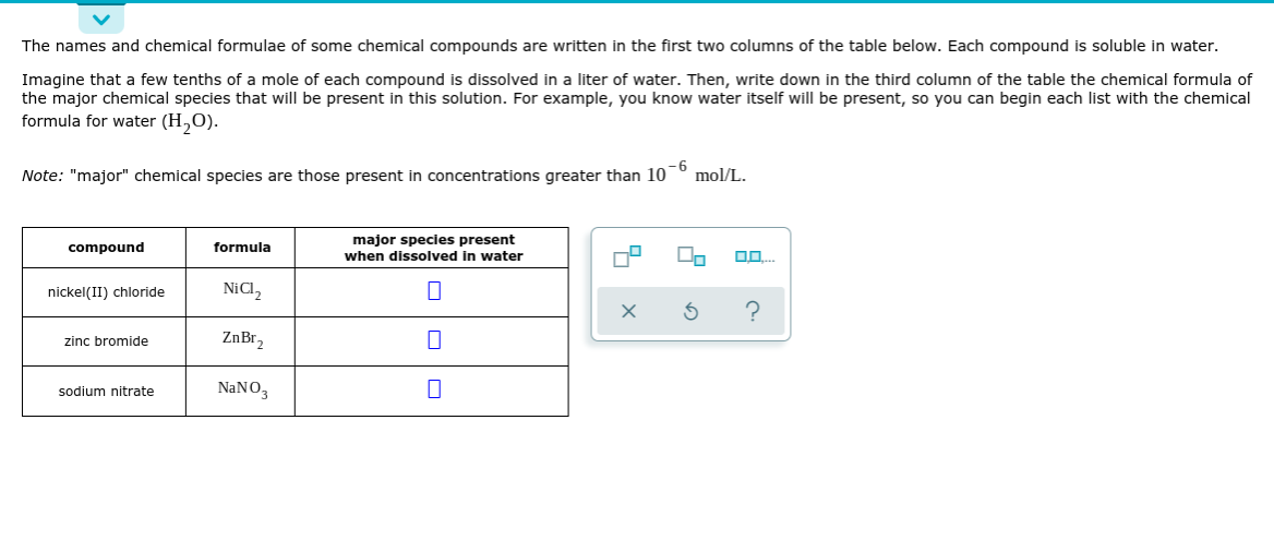 Solved The names and chemical formulae of some chemical | Chegg.com