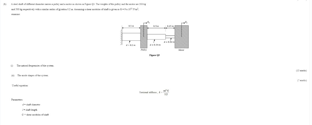 Solved (6) A steel shaft of different diameter carries a | Chegg.com