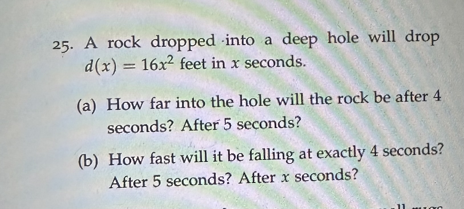 Solved A rock dropped into a deep hole will dropd(x)=16x2 | Chegg.com