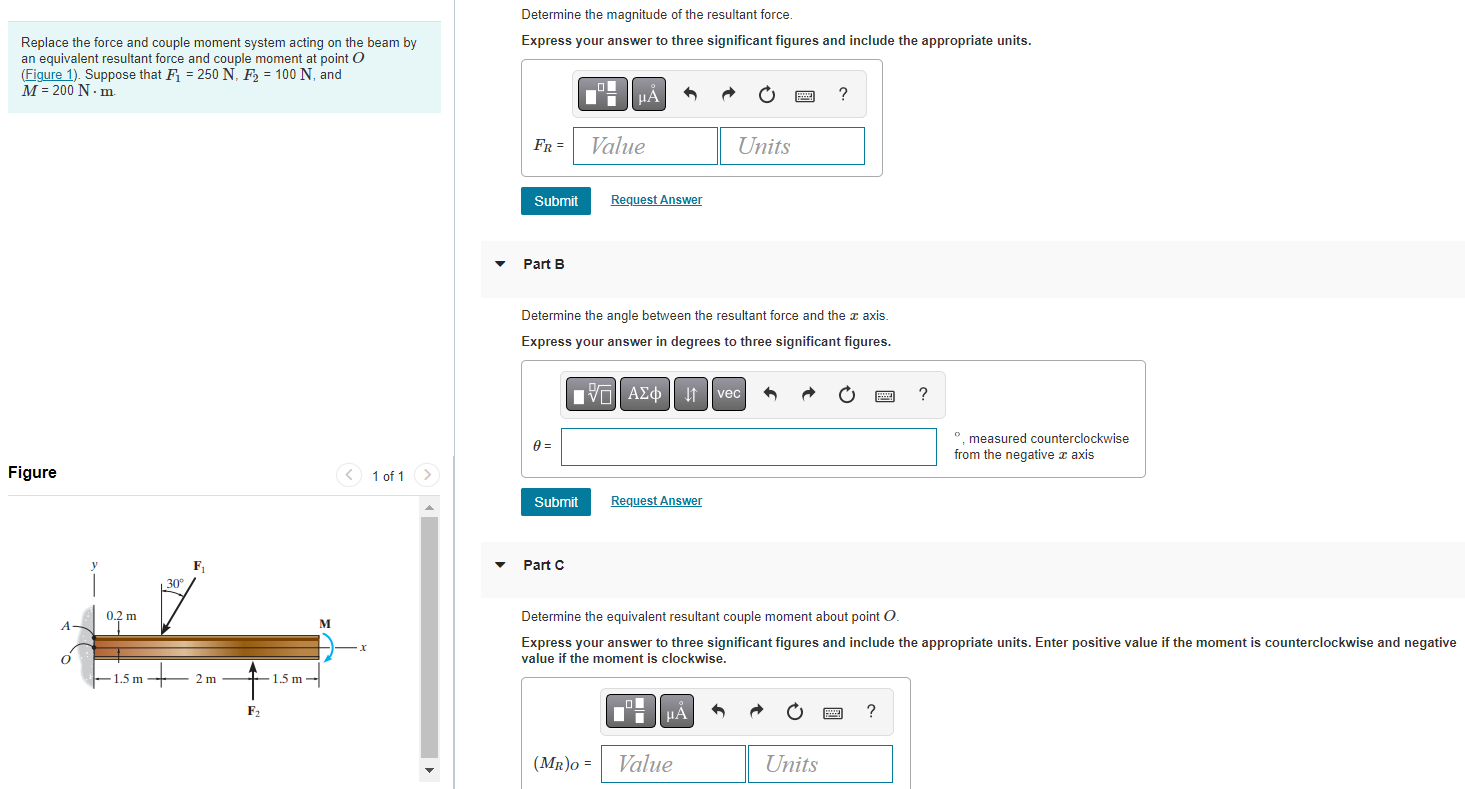 Solved Replace the force and couple moment system acting on | Chegg.com