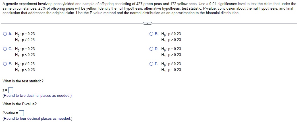 A genetic experiment involving peas yielded one | Chegg.com