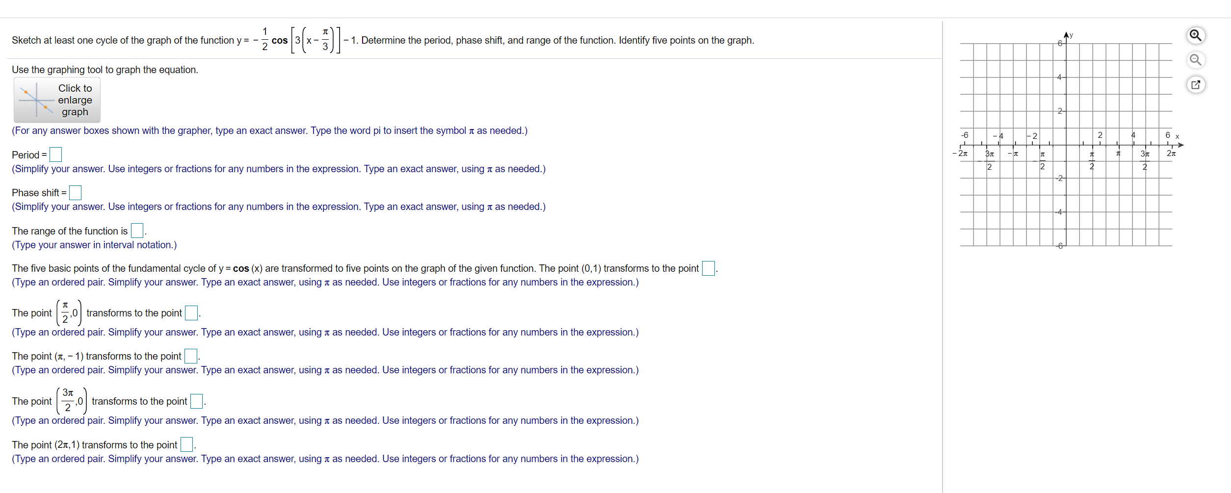 Solved 1 T Sketch at least one cycle of the graph of the | Chegg.com