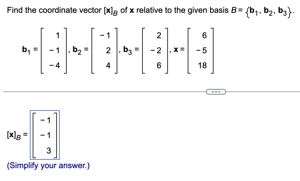 Solved can you show me how to solve this linear algebra | Chegg.com