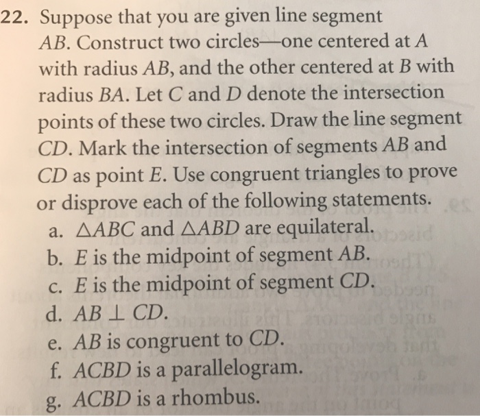 Solved 22. Suppose that you are given line segment AB. | Chegg.com