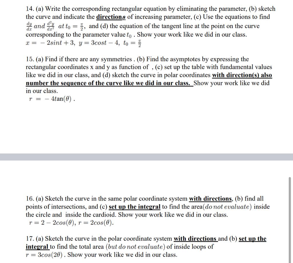 Solved 14. (a) Write the corresponding rectangular equation | Chegg.com