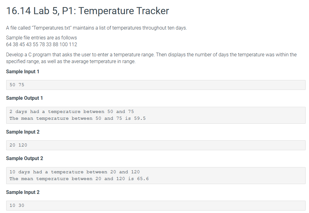 Solved A file called "Temperatures.txt" maintains a list of | Chegg.com