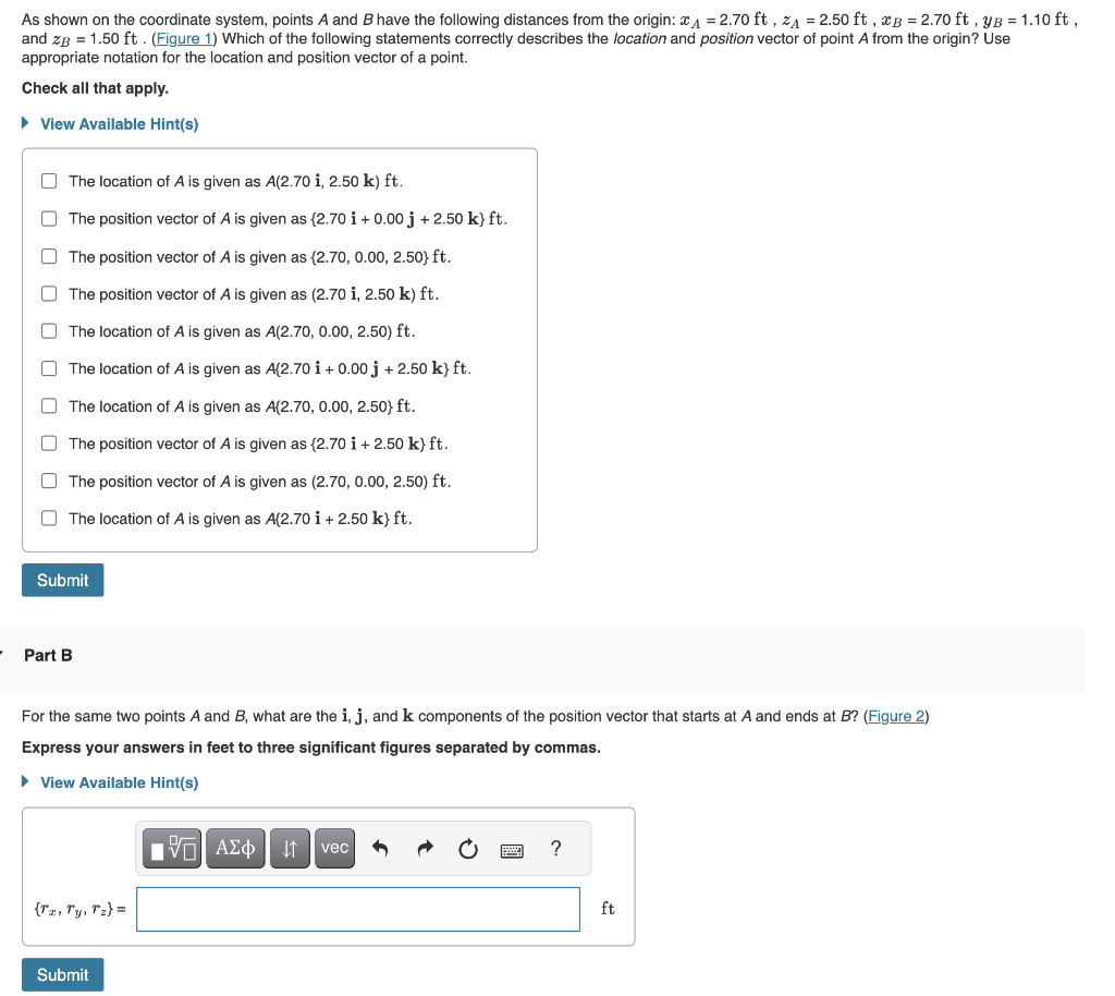 Solved As shown on the coordinate system, points A and B | Chegg.com
