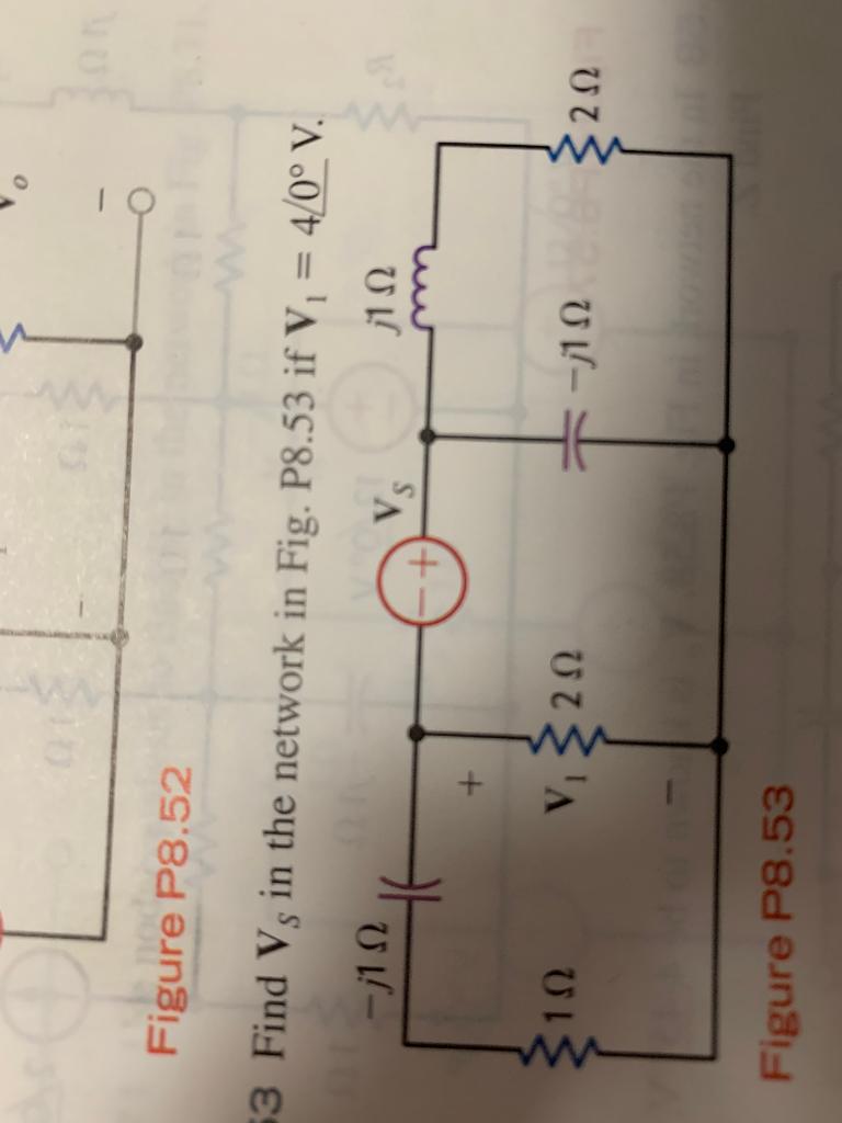 Solved Find VS in the network in Fig. P8.53 if V1=4/0∘V. | Chegg.com