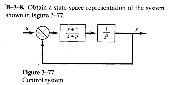 Solved 'B-3-8. Obtain a state-space representation of the | Chegg.com