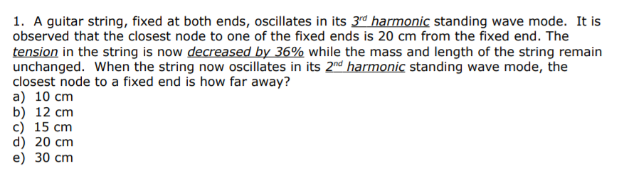 Solved 1. A guitar string, fixed at both ends, oscillates in | Chegg.com