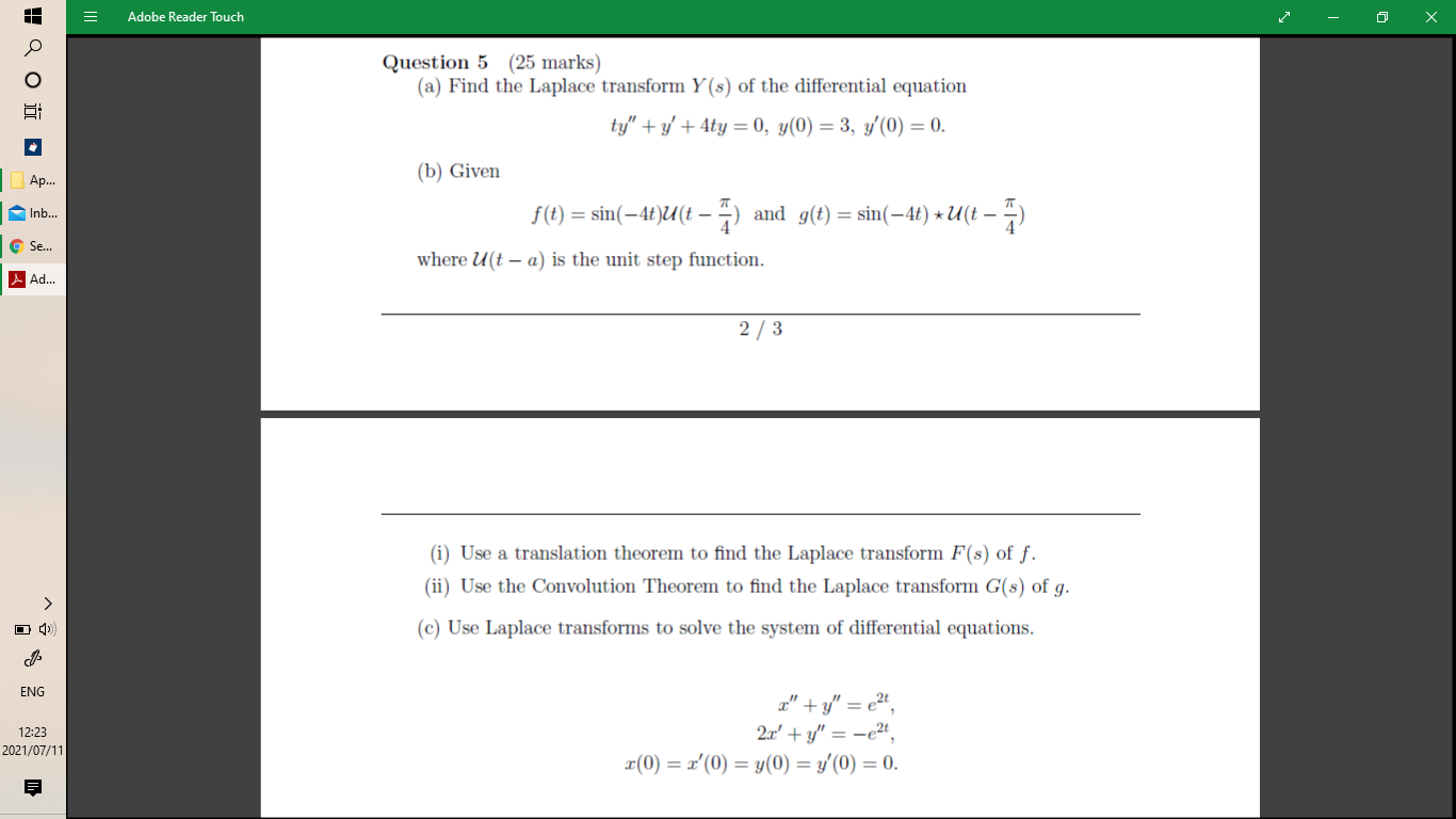Solved Adobe Reader Touch Question 5 (25 marks) (a) Find the | Chegg.com