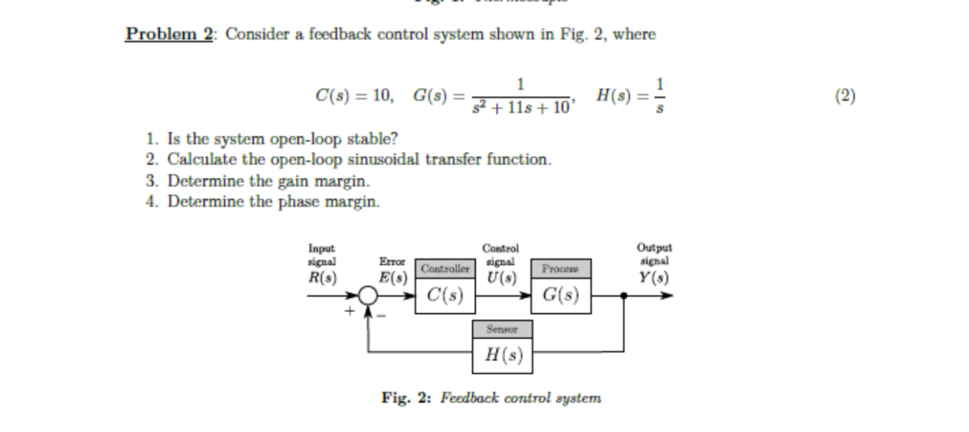 Solved Problem 2: Consider a feedback control system shown | Chegg.com