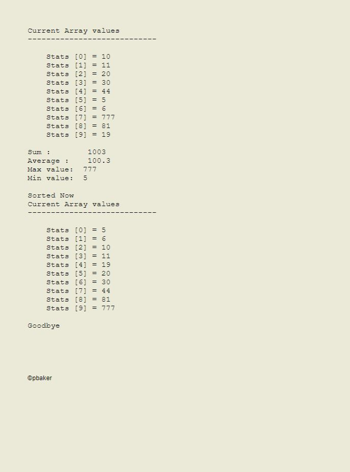 Program 1 - Stats Array with Exceptions Please adhere | Chegg.com