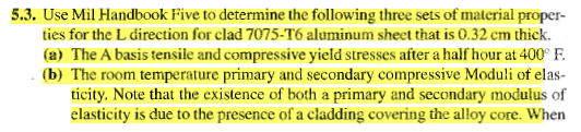 Solved 5.3. Use Mil Handbook Five to determine the following | Chegg.com