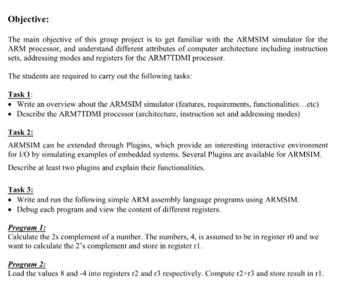 Solved The main objective of this group project is to get | Chegg.com