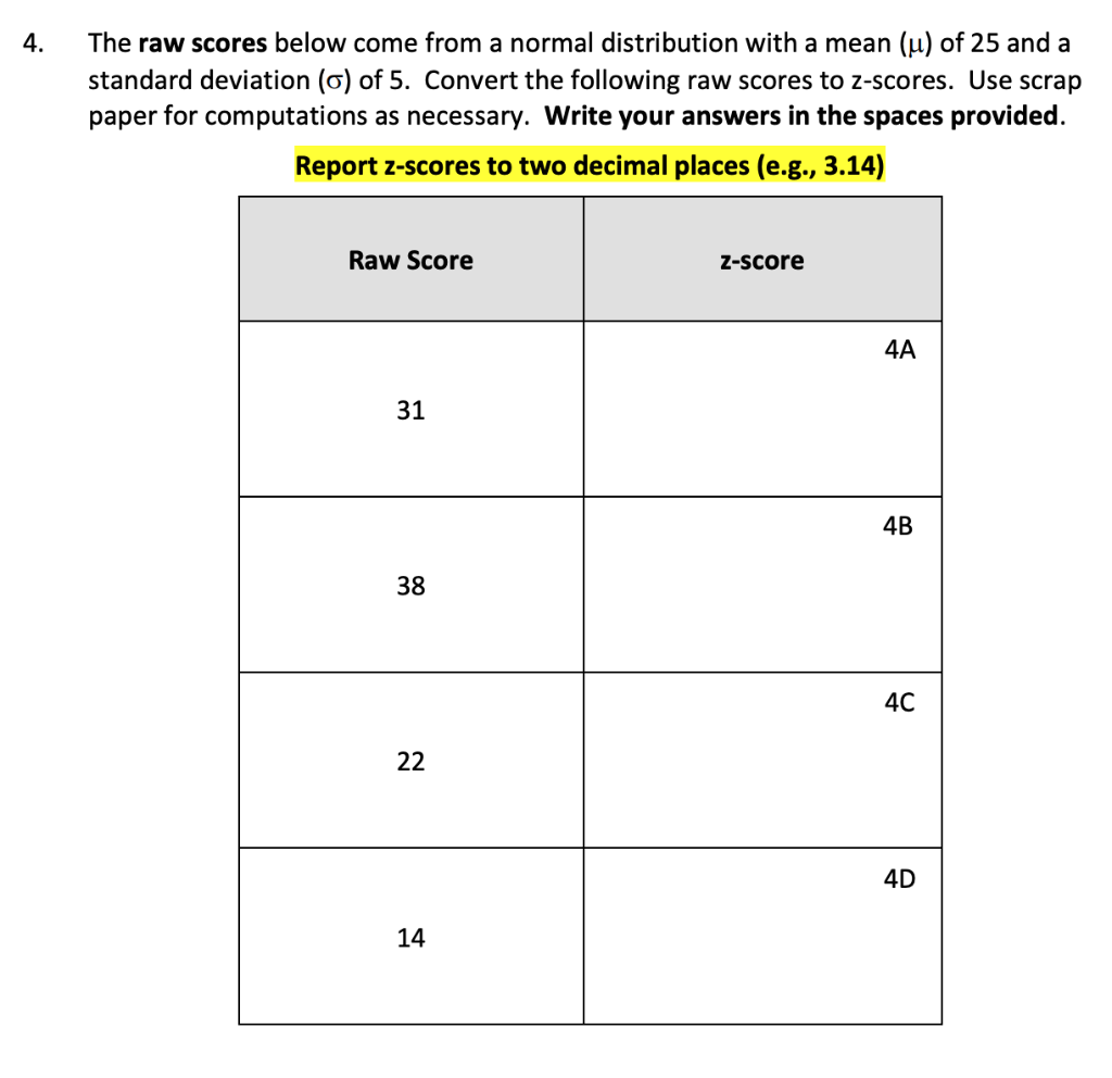 Solved The raw scores below come from a normal distribution | Chegg.com