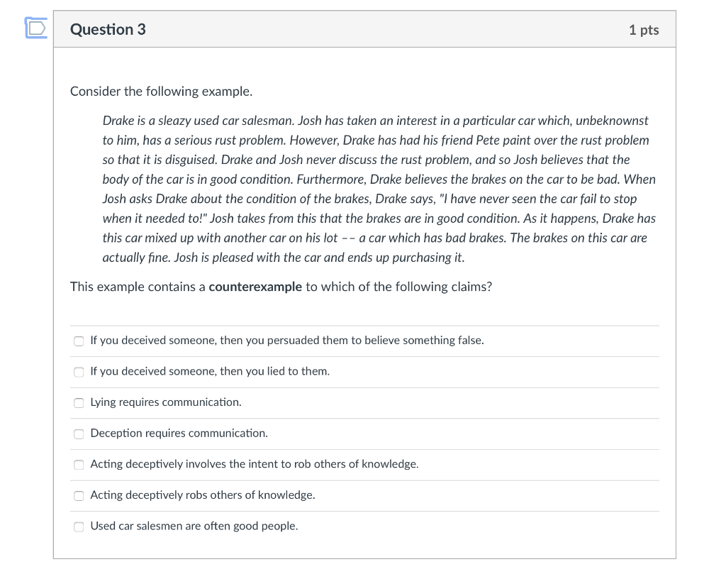 Consider the following example. Drake is a sleazy | Chegg.com