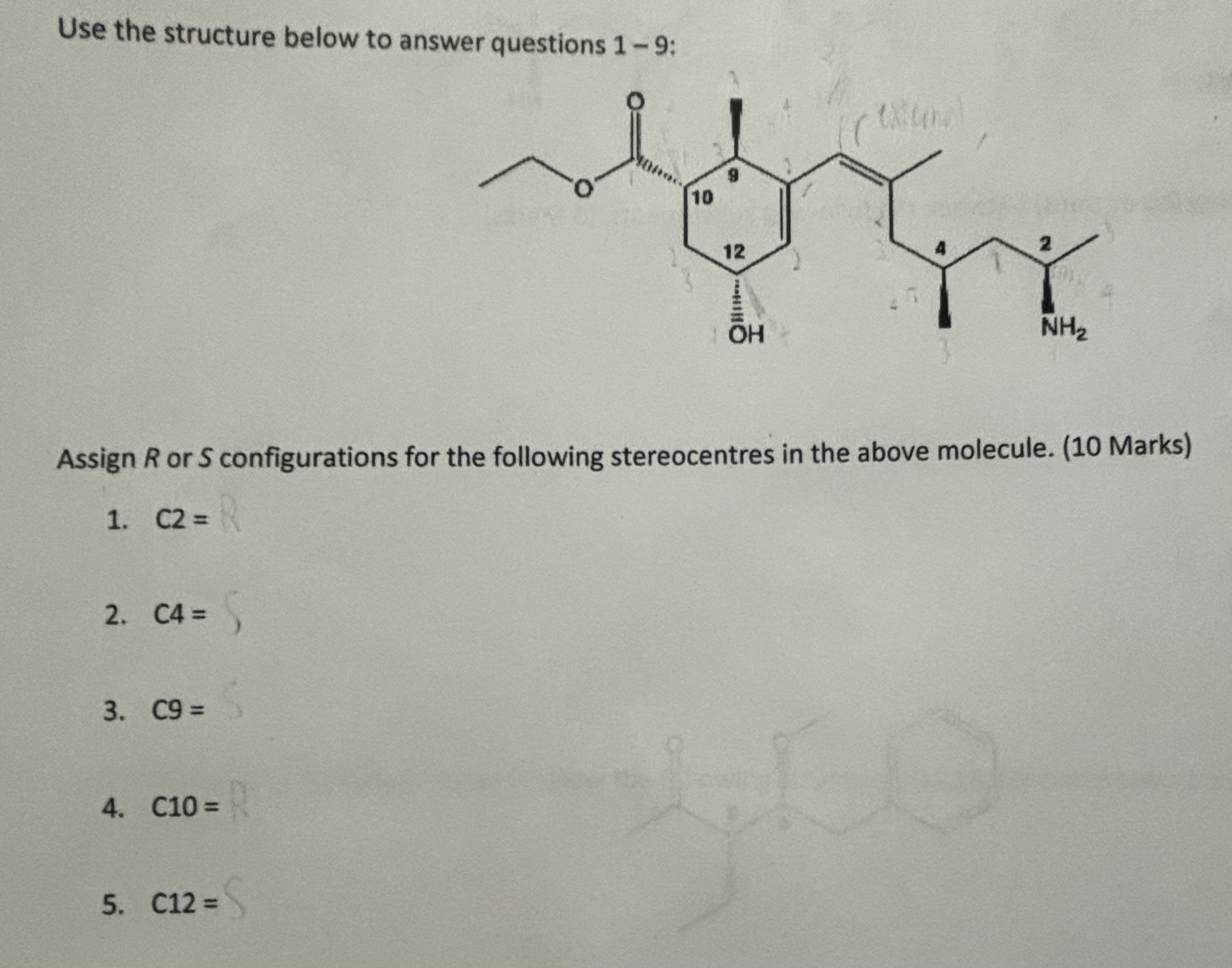 Solved Use the structure below to answer questions 1-9: | Chegg.com