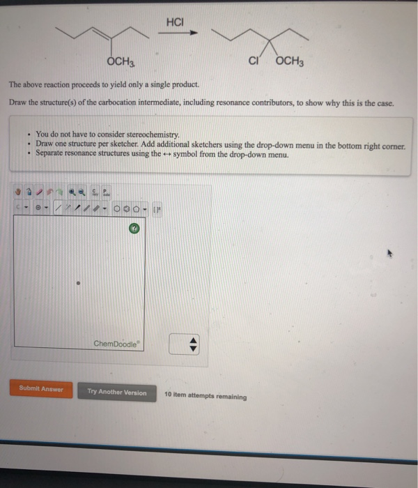 Solved HCI OCH3 OCH3 CI The above reaction proceeds to yield | Chegg.com