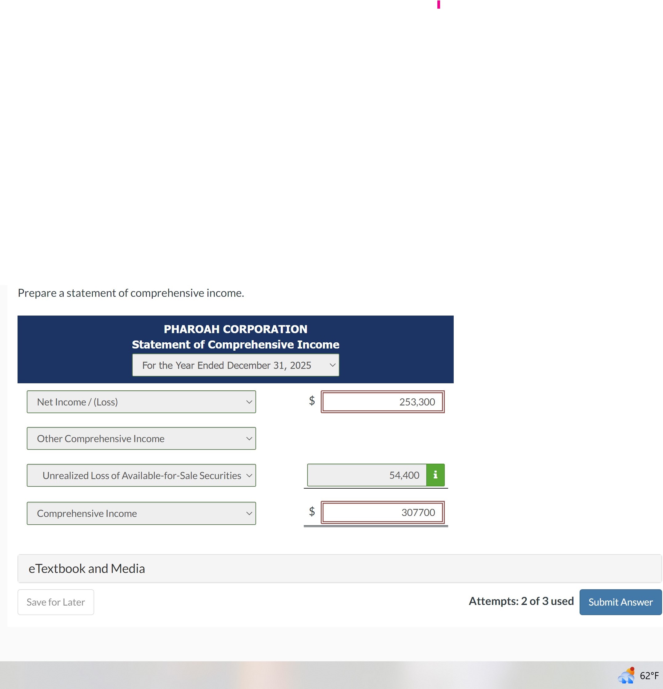 Solved Prepare a statement of comprehensive income. | Chegg.com