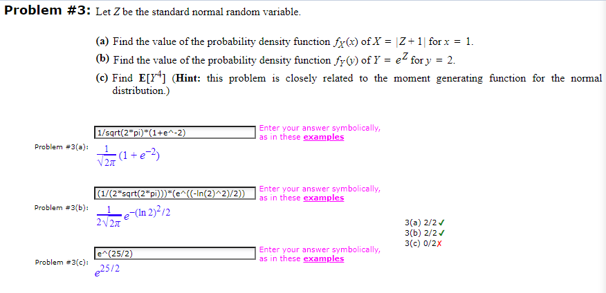 Solved oblem \#3: Let Z be the standard normal random | Chegg.com