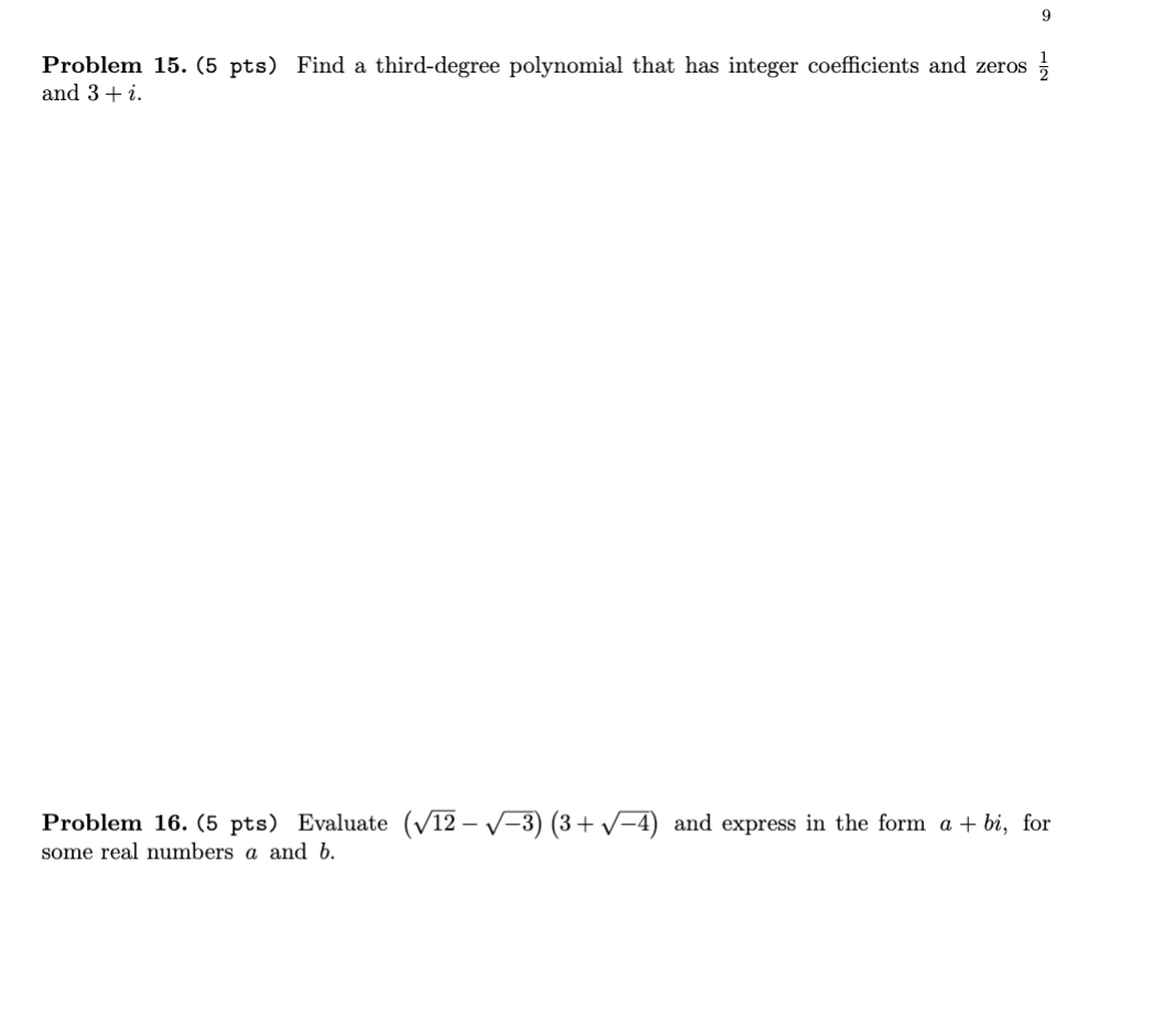 Solved Problem 15. (5 pts) Find a third-degree polynomial | Chegg.com