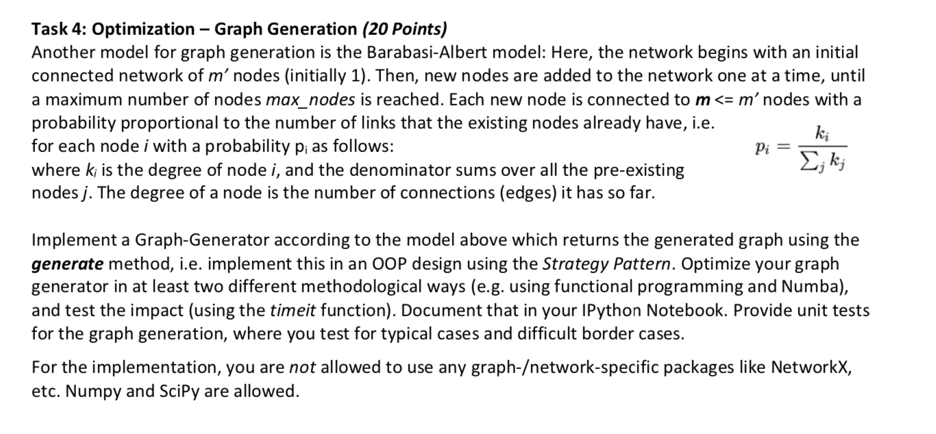 Task 4: Optimization - Graph Generation (20 Points) | Chegg.com