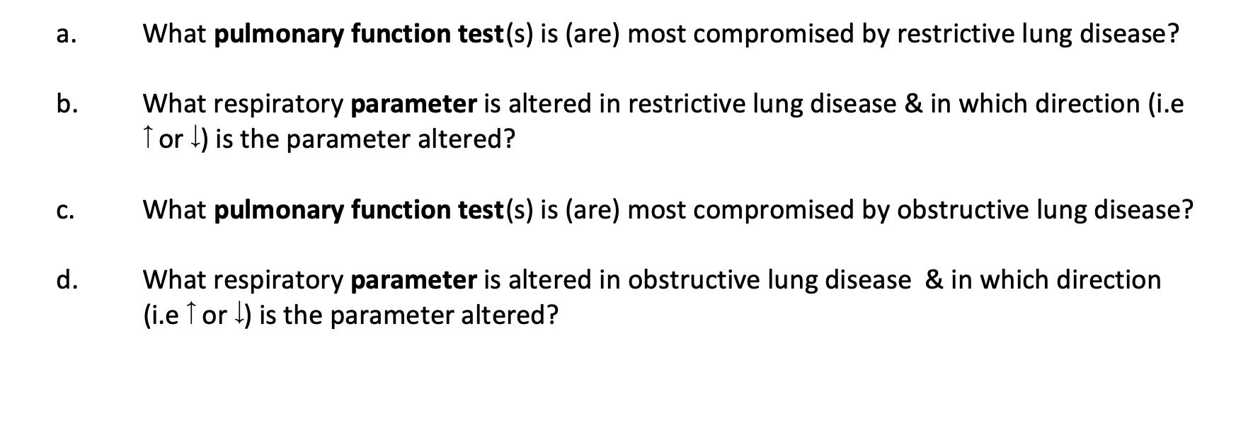 Solved a. What pulmonary function test(s) is (are) most | Chegg.com