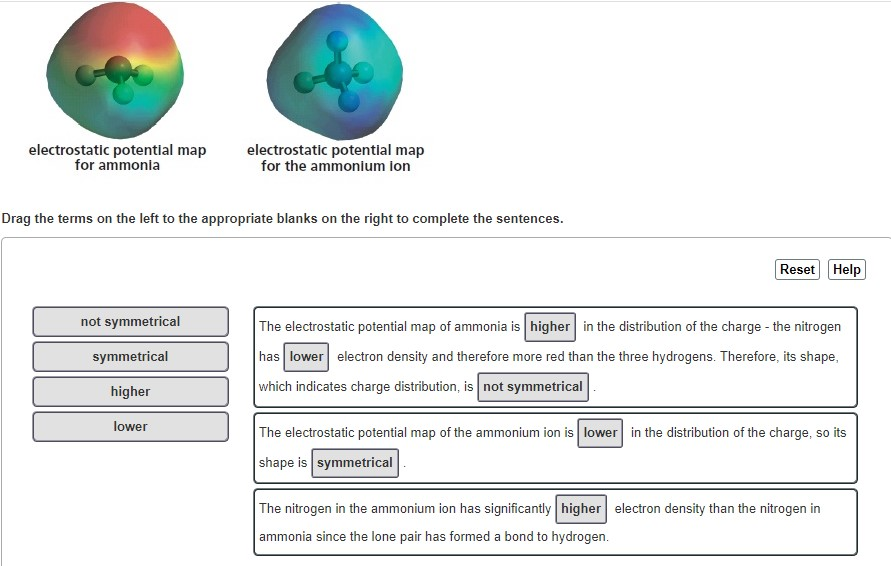 Solved electrostatic potential map for ammonia electrostatic | Chegg.com