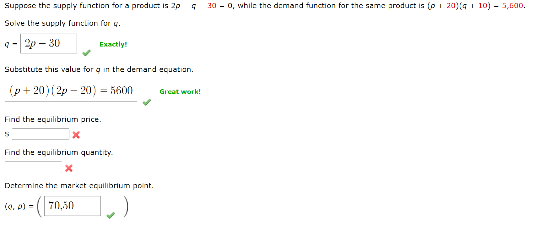 Solved Suppose the supply function for a product is | Chegg.com