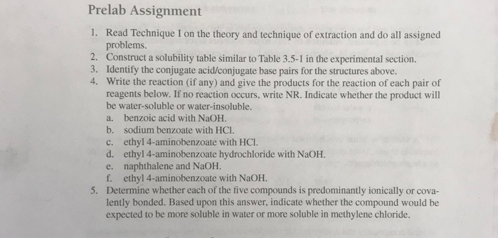 Solved Prelab Assignment 1. Read Technique I on the theory | Chegg.com
