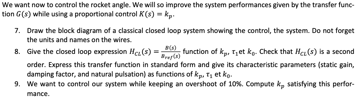 Exercise 10: Simplified thrust vector control of a | Chegg.com