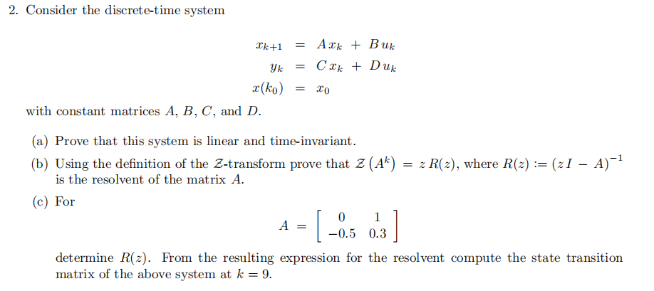 Solved 2. Consider the discrete-time system | Chegg.com