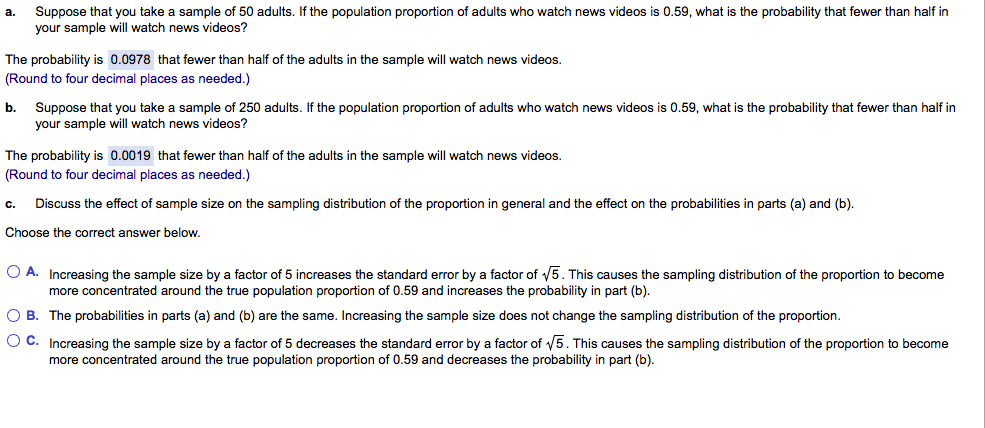 Solved a. Suppose that you take a sample of 50 adults. If | Chegg.com