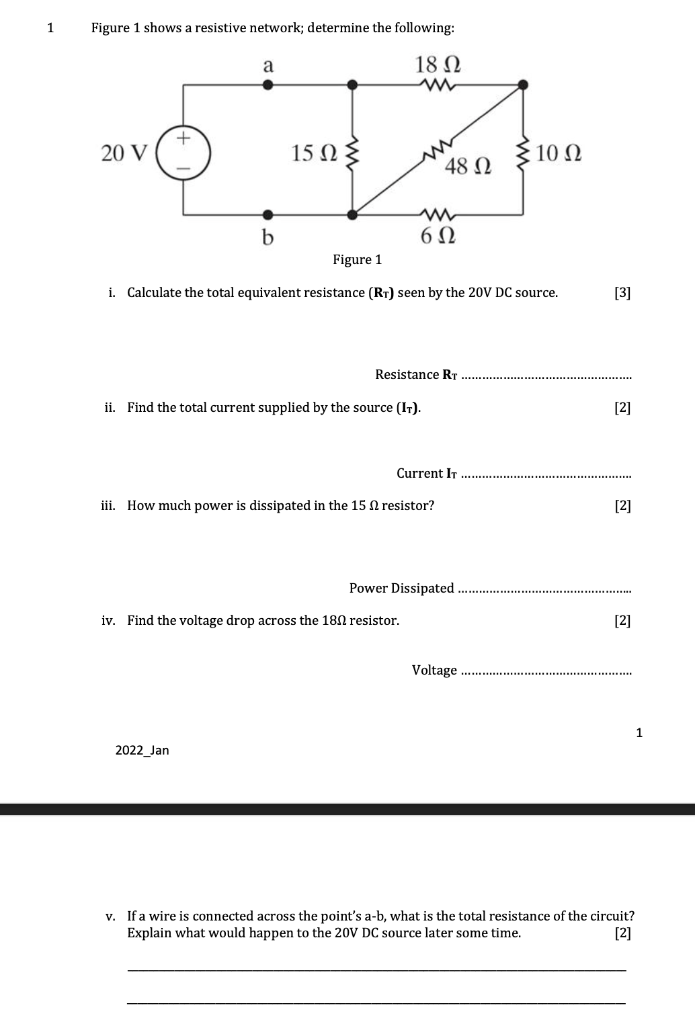 Solved 1 Figure 1 shows a resistive network; determine the | Chegg.com
