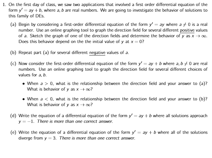 Solved Diffy Q's review sheet Answers to parts A-C can be | Chegg.com