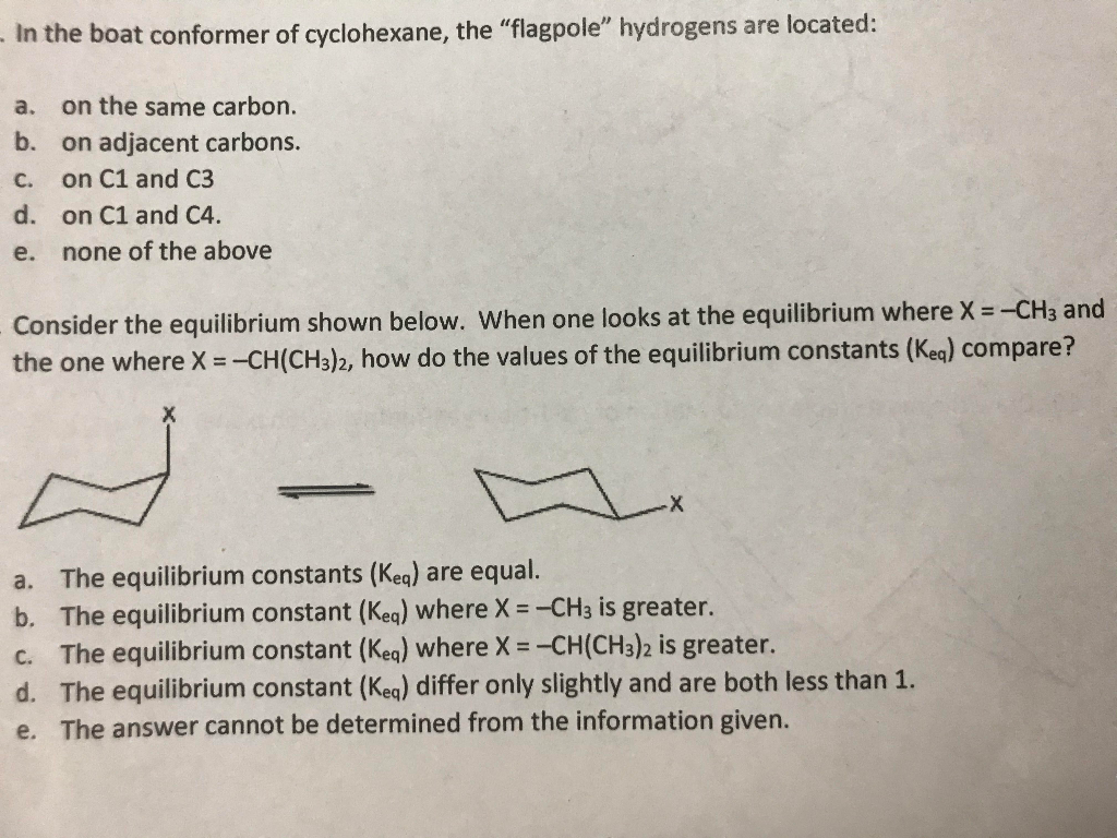 Solved In the boat conformer of cyclohexane, the “flagpole” | Chegg.com