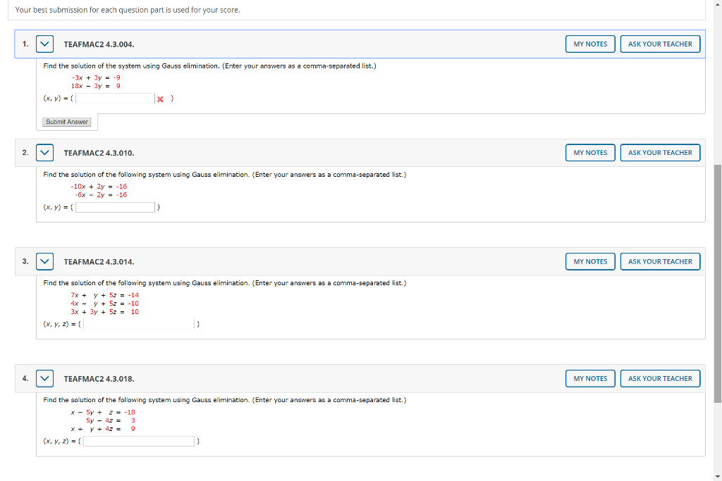 Solved Your best submission for each question part is used | Chegg.com