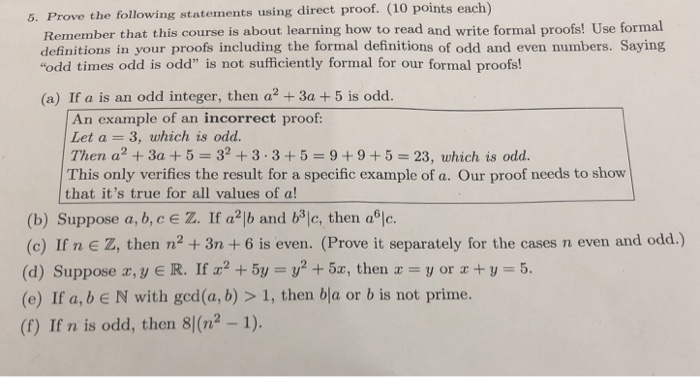 Solved (10 points each) 5. Prove the following statements | Chegg.com