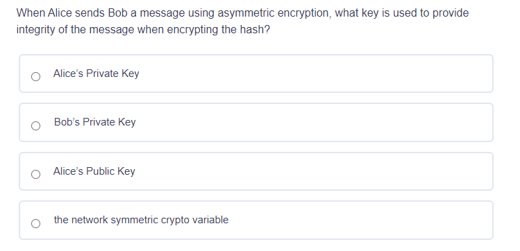 Solved When Alice sends Bob a message using asymmetric | Chegg.com