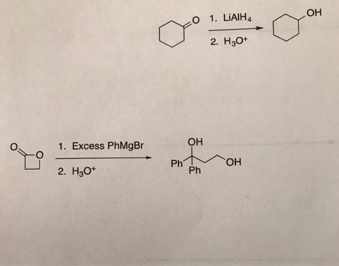 Solved OH 2. H3O+ ?? 1. Excess PhMgBr Ph 2. ???" Ph | Chegg.com