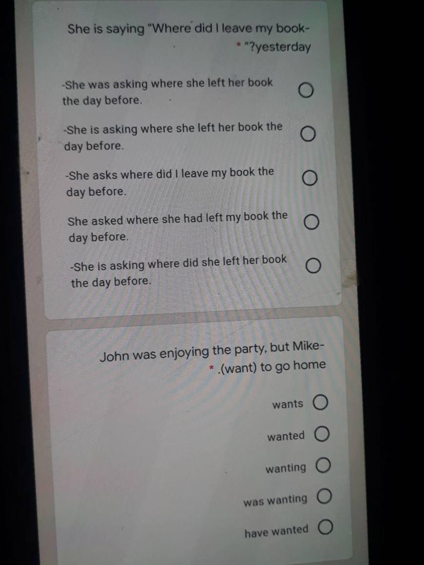 She is saying "Where did I leave my book- * | Chegg.com