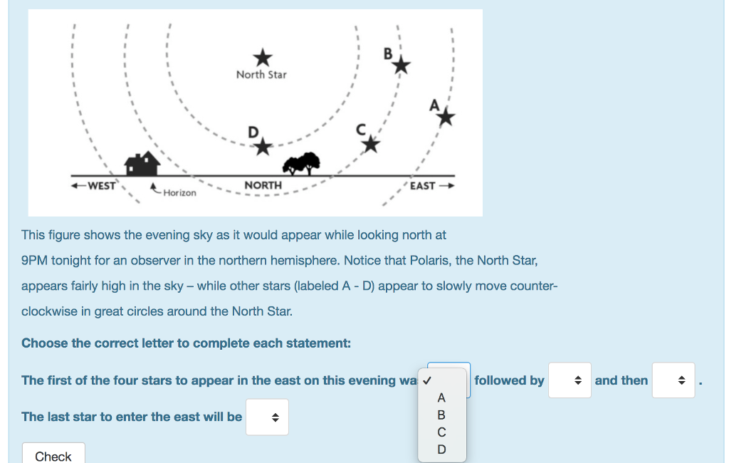 Solved North Star WEST EAST- This figure shows the evening | Chegg.com