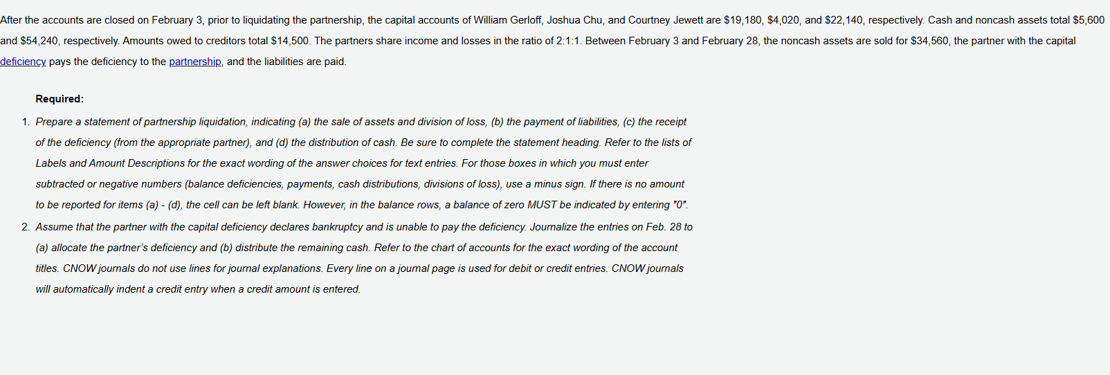 Solved deficiency pays the deficiency to the partnership, | Chegg.com